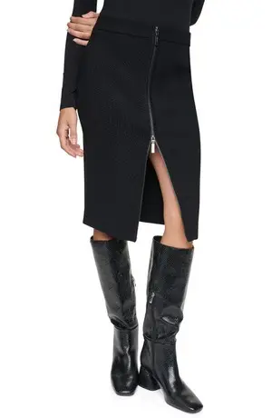 Dkny Zip Front Sweater Skirt Black