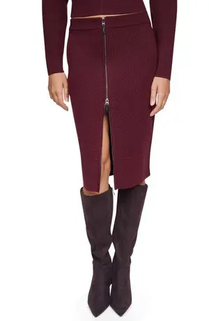 Dkny Zip Front Sweater Skirt - Cabernet