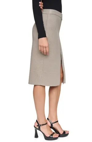 Dkny Zip Front Sweater Skirt - Putty