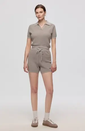JUANA Noa Open Knit Shorts - Light Gray