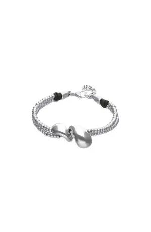 UNODE50 Tone Bracelet With Dual Drop Detail - Silver