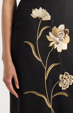 Sam Edelman Embroidered Placed Floral Strapless Dress