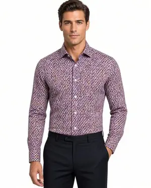 MASUTTO Ochs Print Button-up Long Sleeve Shirt
