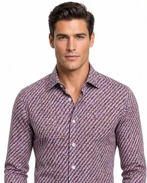 MASUTTO Ochs Print Button-up Long Sleeve Shirt