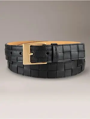 Calvin Klein Woven Leather Belt Black
