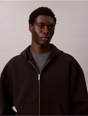 Calvin Klein Cotton Spacer Full Zip Hoodie - Black