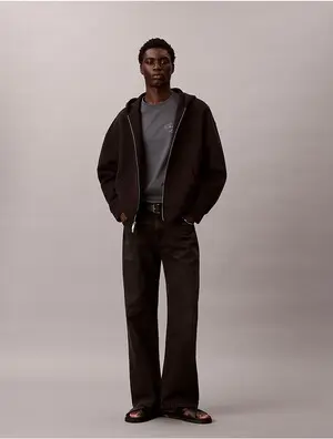 Calvin Klein Cotton Spacer Full Zip Hoodie - Black