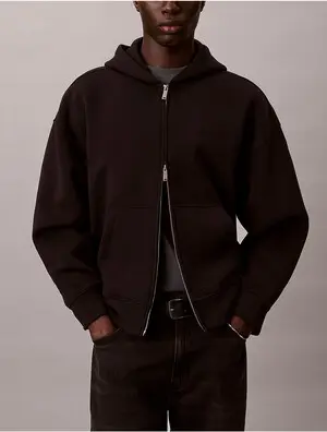 Calvin Klein Cotton Spacer Full Zip Hoodie - Black