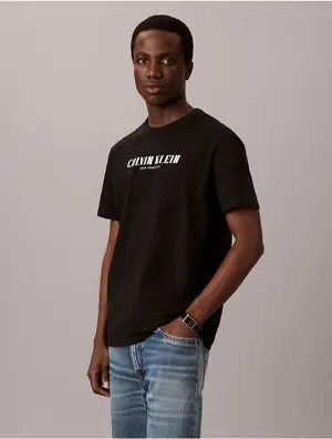 Calvin Klein Slanted Calvin Logo Graphic Tee - Black