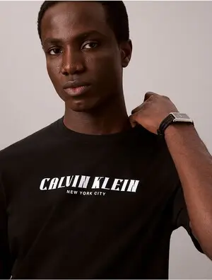 Calvin Klein Slanted Calvin Logo Graphic Tee