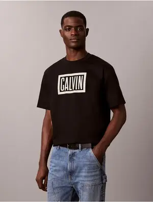 Calvin Klein Relaxed Box Logo Graphic Tee - Black