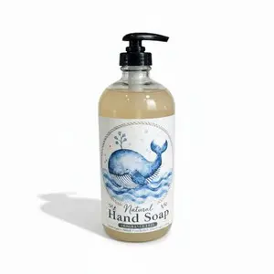 BUTTERFLY & BEE Natural Hand Soap In Glass Dispenser With Nautical Design - None