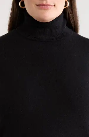 Nordstrom Classic Cashmere Turtleneck Sweater - Black Rock