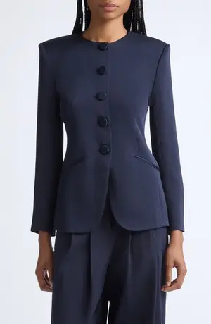 Veronica Beard Wryllen Collarless Jacket - Navy