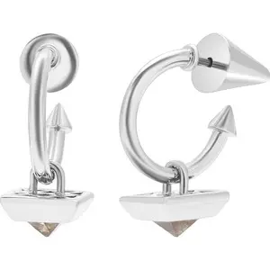 EDDIEBORGO Pyramid Charm Hoop Earrings - Silver/labradorite