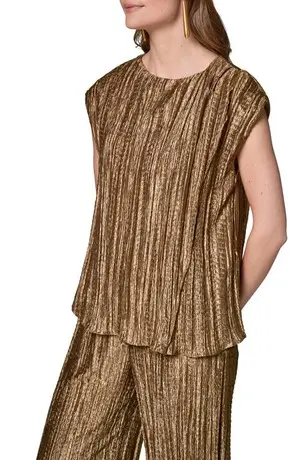 Donna Karan New York Pleated Metallic Top
