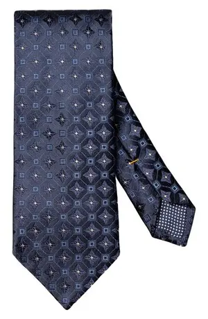 Eton Medallion Woven Silk Tie - Navy
