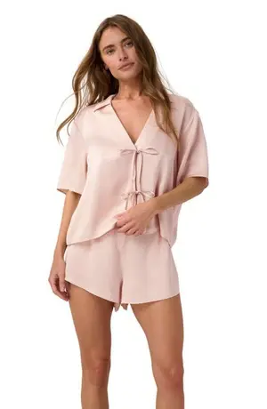 Lunya Washable Silk Tie Front Short Delicate Pink