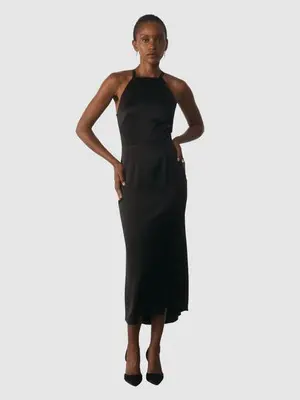 The Fold Lucia Midi Dress - Black