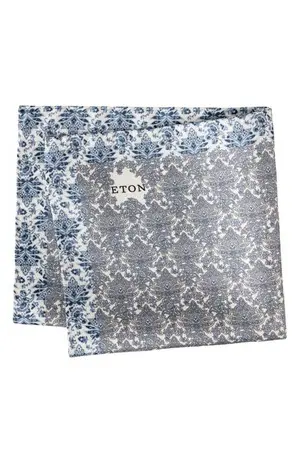 Eton Floral Silk Twill Pocket Square - Light Beige
