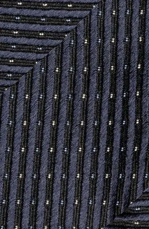 Eton Herringbone Woven Silk Tie - Navy