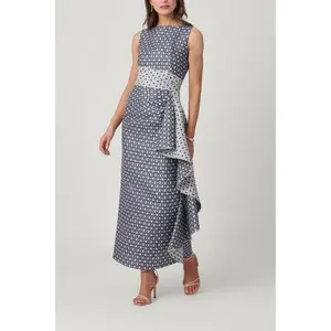 Shoshanna Trinity Jacquard Catherine Dress - Silver/indigo