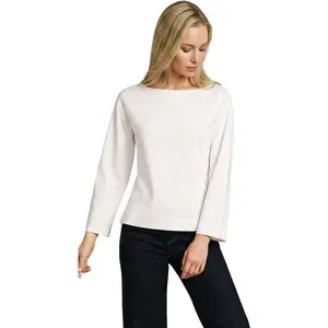 LANDS' END Bracelet Sleeve Supima Cotton Boat Neck Flare Sleeve Top