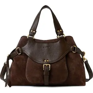AIMEE Dash Leather Satchel Fudge Suede