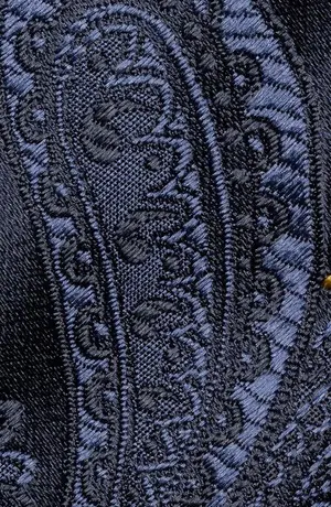 Eton Paisley Woven Silk Tie - Navy