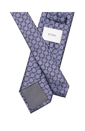 Eton Geometric Woven Silk Tie - Medium Purple