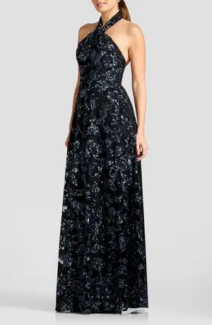 Dress The Population Manon Sequin Halter Gown