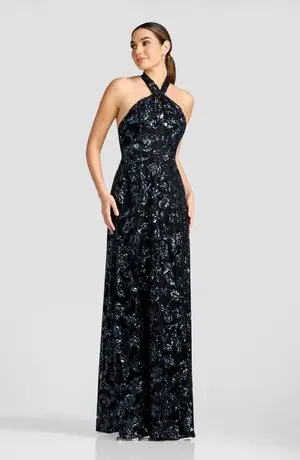 Dress The Population Manon Sequin Halter Gown