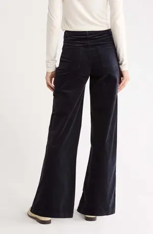 Paige Anessa Utility Pocket High Waist Wide Leg Jeans - Navy