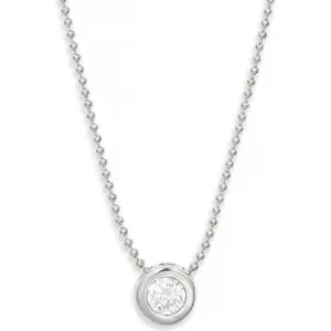 Nordstrom Bezel Cubic Zirconia Pendant Necklace - Clear- Silver
