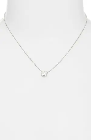 Nordstrom Bezel Cubic Zirconia Pendant Necklace - Clear- Silver