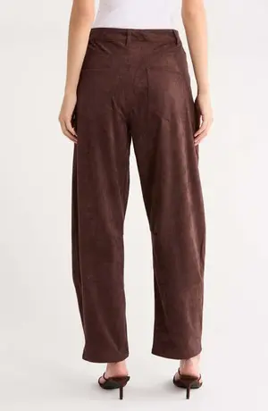 KITTENISH High Waist Faux Suede Barrel Leg Jeans