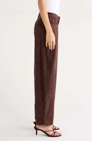 KITTENISH High Waist Faux Suede Barrel Leg Jeans