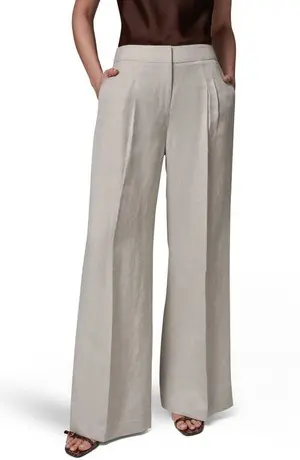 Donna Karan New York High Waist Wide Leg Pants - Flax