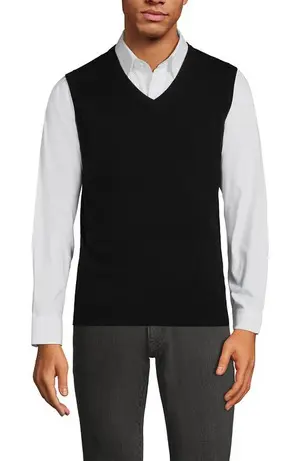 LANDS' END Fine Gauge Cotton Vest - Black