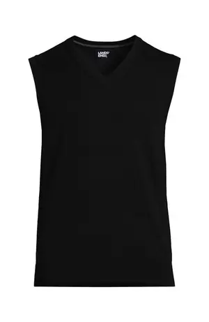 LANDS' END Fine Gauge Cotton Vest - Black