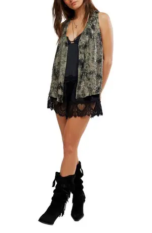 Free People Arden Sequin & Bead Detail Tie Dye Vest