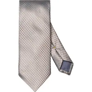 Eton Micro Geometric Woven Silk Tie - Light Beige