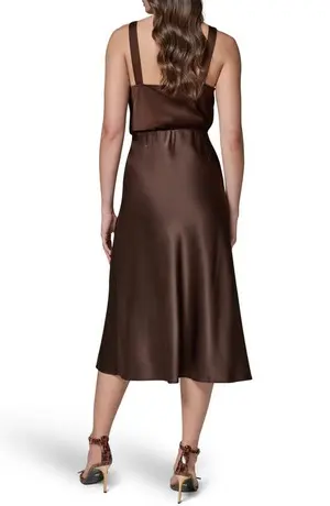 Donna Karan New York Bias Cut Satin Midi Skirt