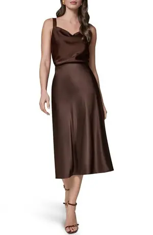Donna Karan New York Bias Cut Satin Midi Skirt