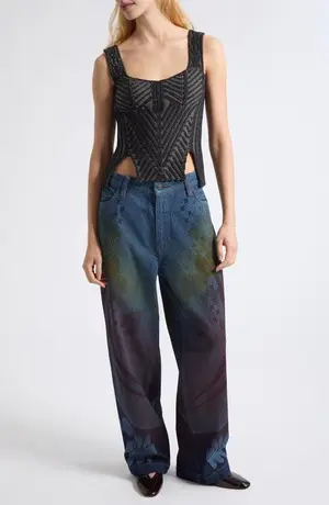 PAOLINA RUSSO Warrior Corset Mixed Stitch Merino Wool Sweater Tank