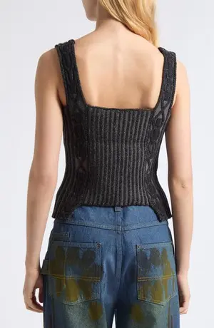 PAOLINA RUSSO Warrior Corset Mixed Stitch Merino Wool Sweater Tank