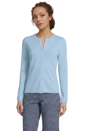 LANDS' END Cashmere Cardigan Sweater - Clear Blue Sky