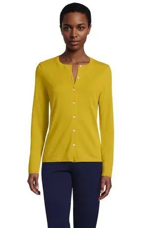 LANDS' END Cashmere Cardigan Sweater - Turmeric