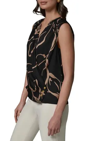 Donna Karan New York Faux Wrap Top - Blk/fawn