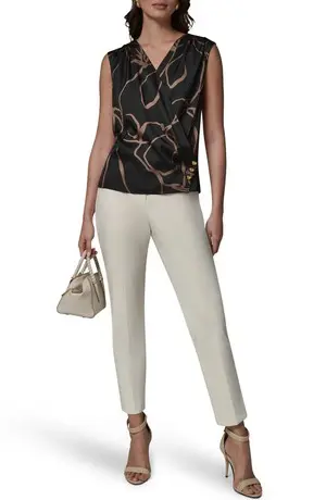 Donna Karan New York Faux Wrap Top - Blk/fawn